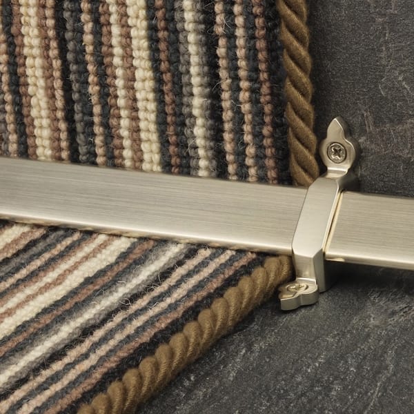 Satin Nickel Triangular Stair Rod Brackets - Pair